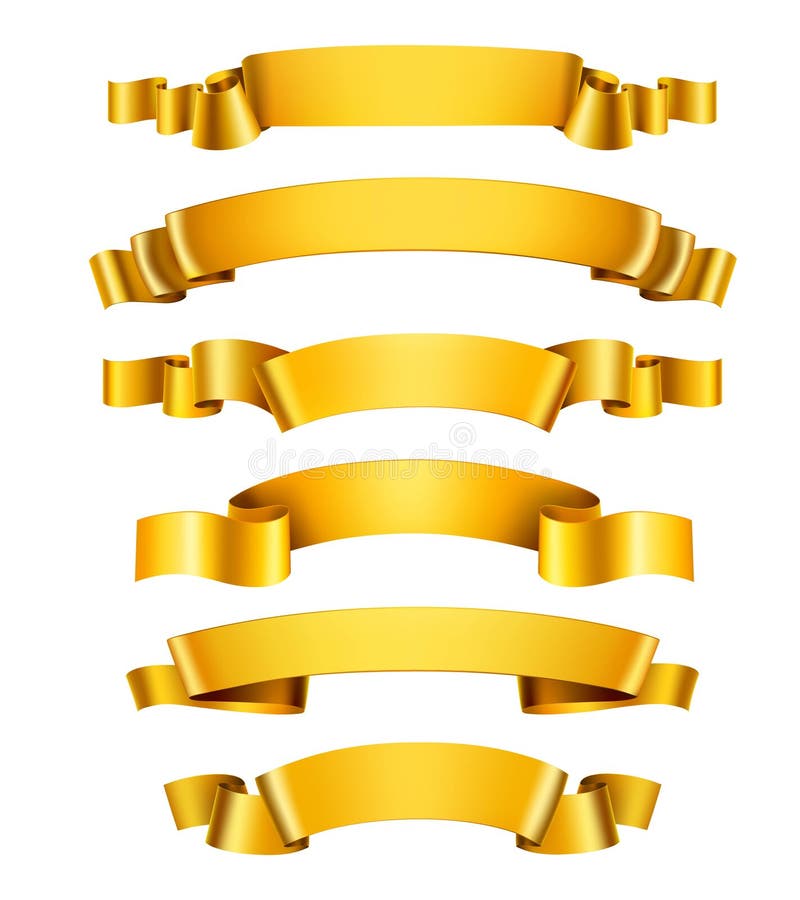 Realistic Golden Ribbons stock vector. Illustration of message - 210217741