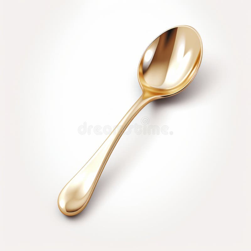 Realistic Golden Spoon Illustration on Gray Surface Stock Illustration ...