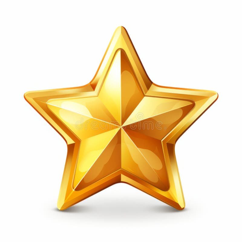 Realistic Golden Star Icon Isolated on White Background Stock ...