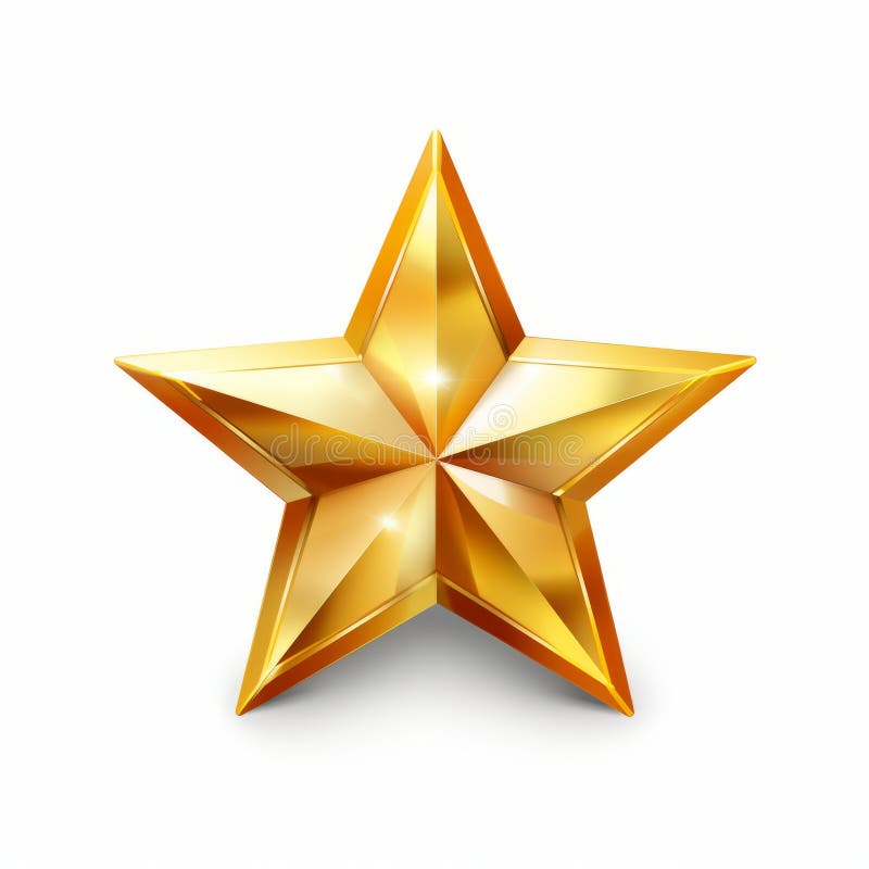 Realistic Golden Star Icon on White Background Stock Illustration ...