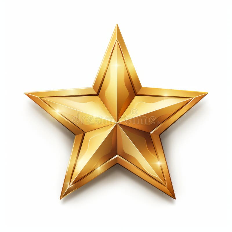 Realistic Golden Star on a White Background Stock Photo - Image of ...