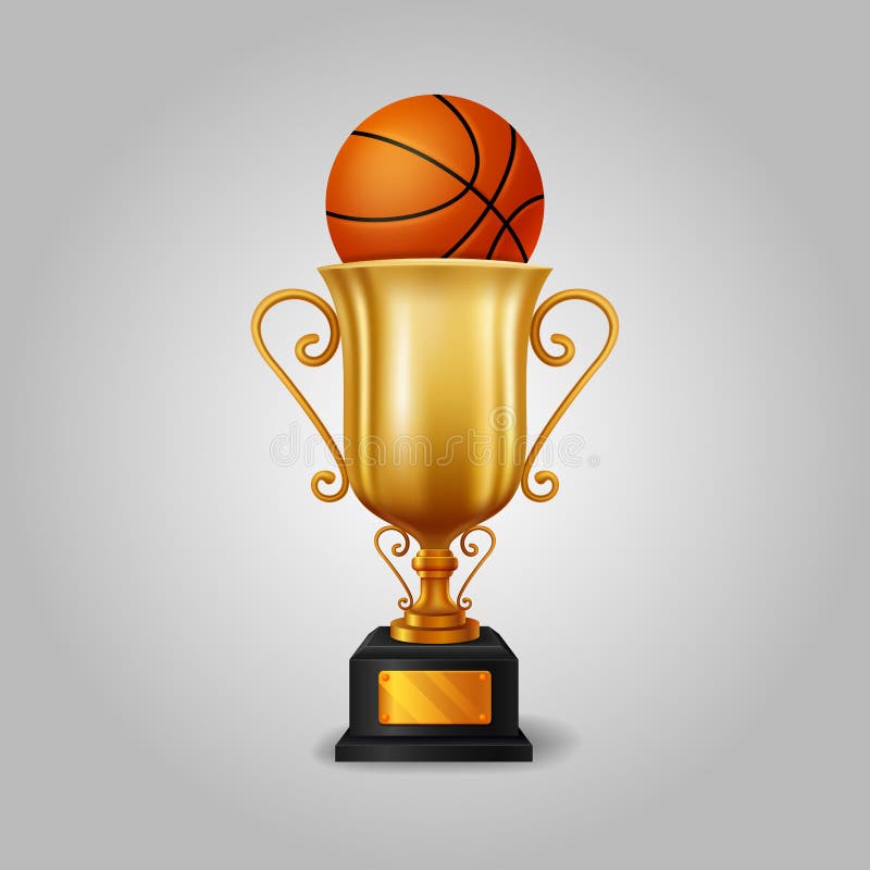 Realistic Golden Trophy Cup with a Basketball Ball Stock Vector ...
