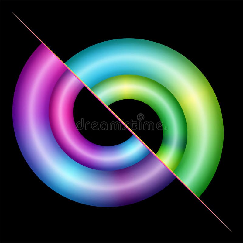 Realistic Gradient 3D Torus Split in Two in the Middle. Stock Vector ...
