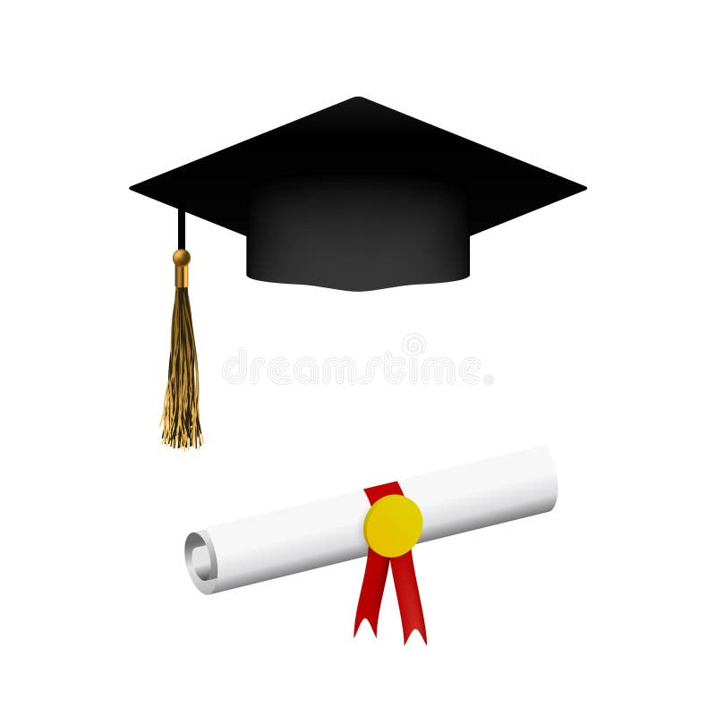Realistic Graduation Cap with Shadow Stock Vector - Illustration of ...