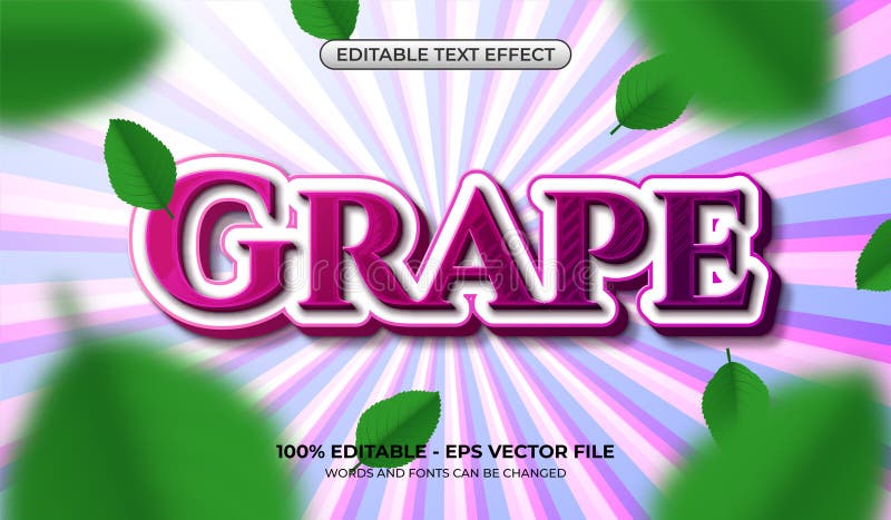 Realistic Grape Text Effect. Editable Purple and White Font Effect ...