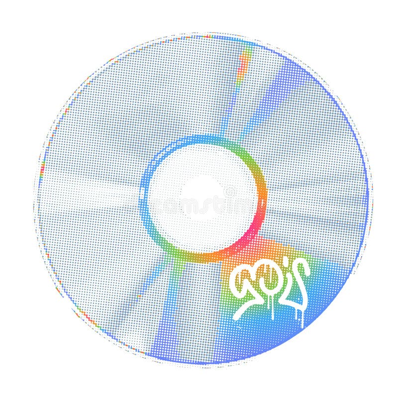 Realistic Graphic Musical CD or DVD in Retro Halftone Style. Concentric ...