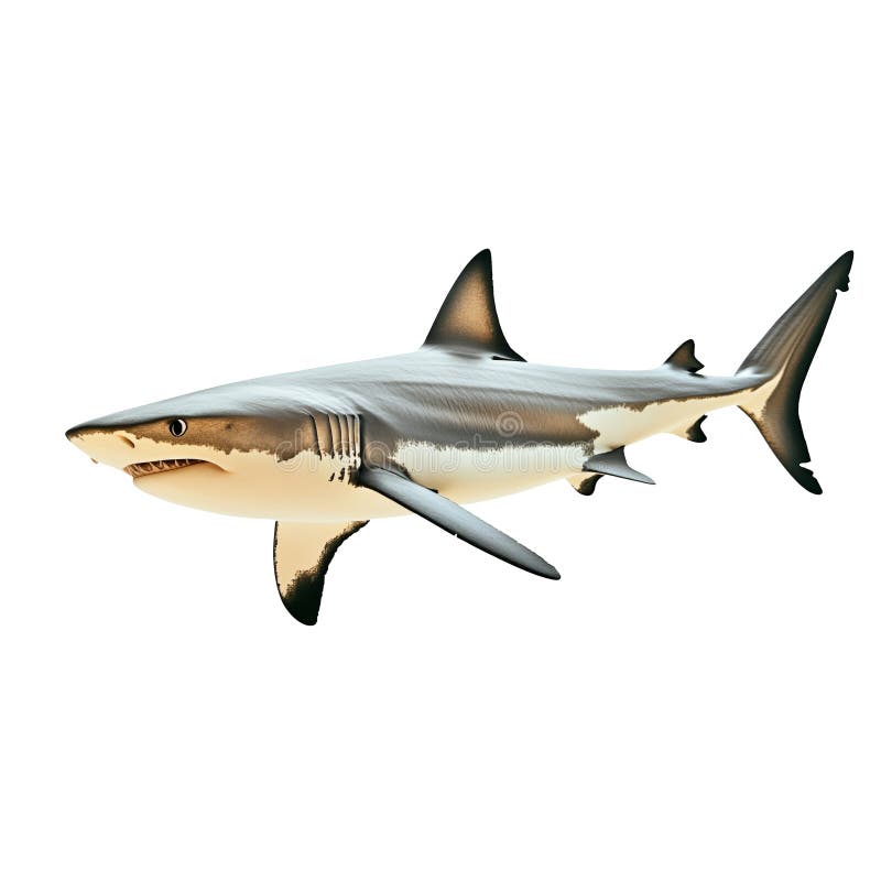 Realistic Great White Shark Isolated on Transparent Background. Side ...