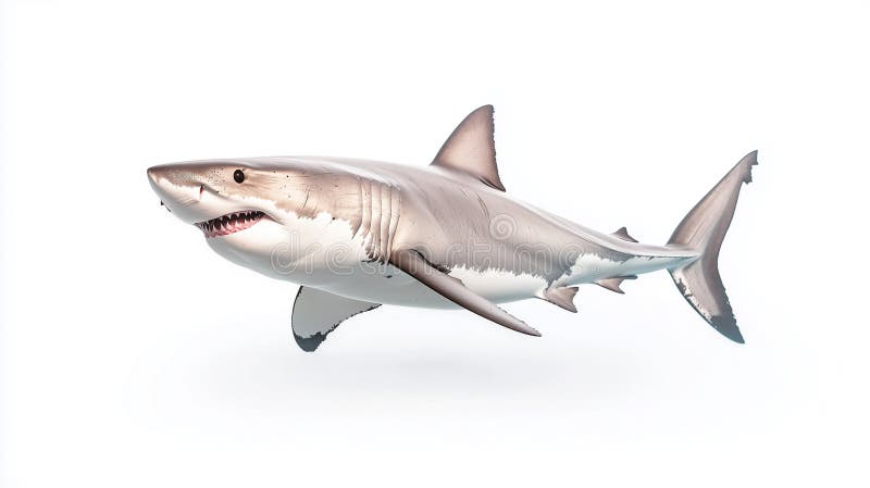 Realistic Great White Shark Swimming Gracefully in Clear Water Stock ...
