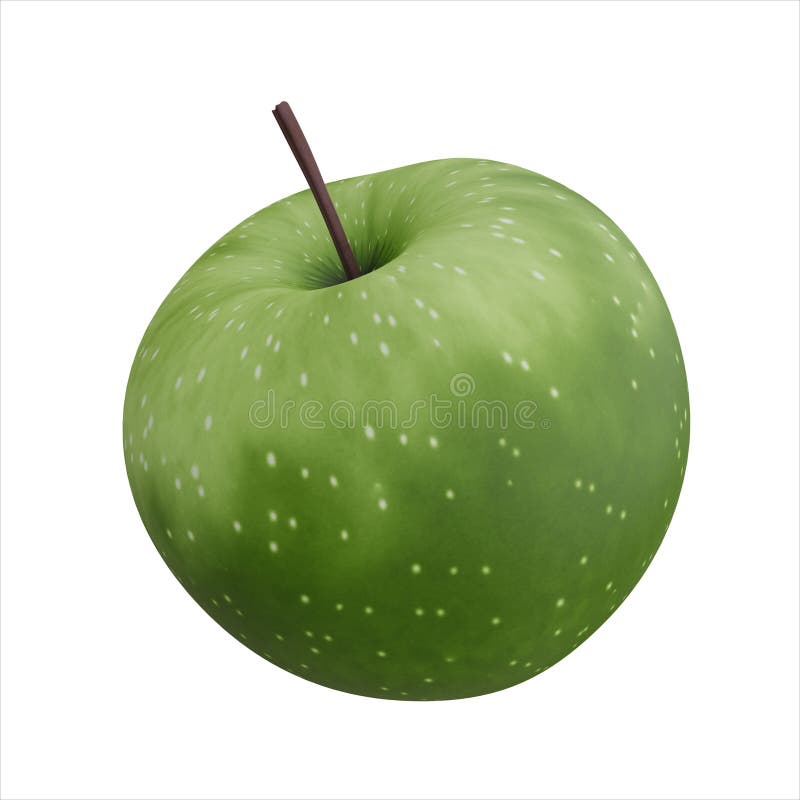 Realistic Green Apple 3D Render. Isolated on White Background Stock ...