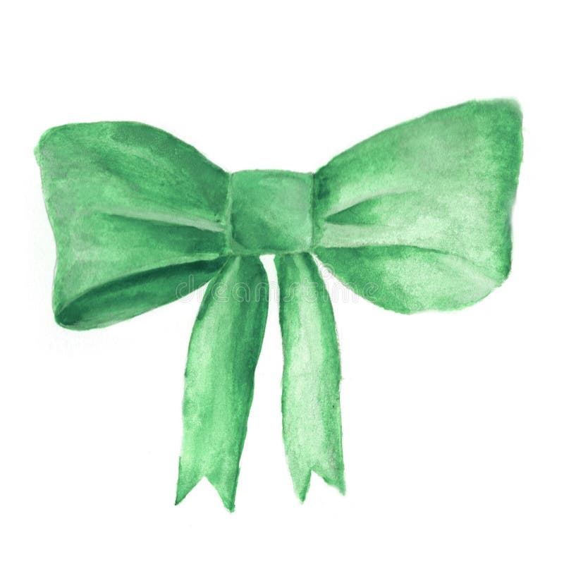 Realistic Green Bow in Watercolor for Decor, Beautiful Bow for Gift ...