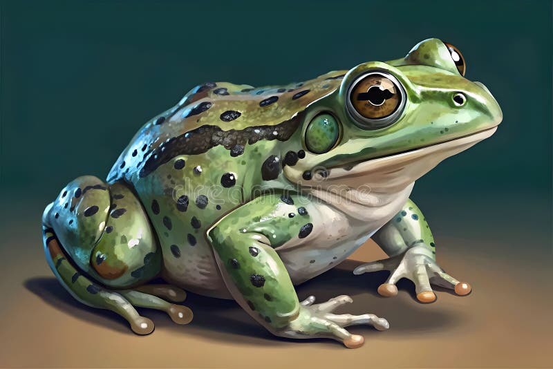 Realistic Green Frog Digital Artwork Amphibian Close-up Stock ...