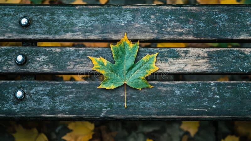 Realistic Green Maple Leaf on Bench Stock Illustration - Illustration ...