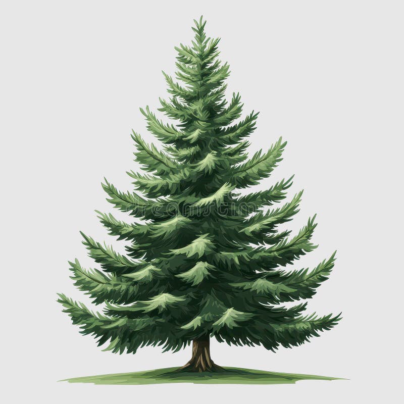 Realistic Green Pine Tree Illustration on a White Background for Nature-Themed Projects ...