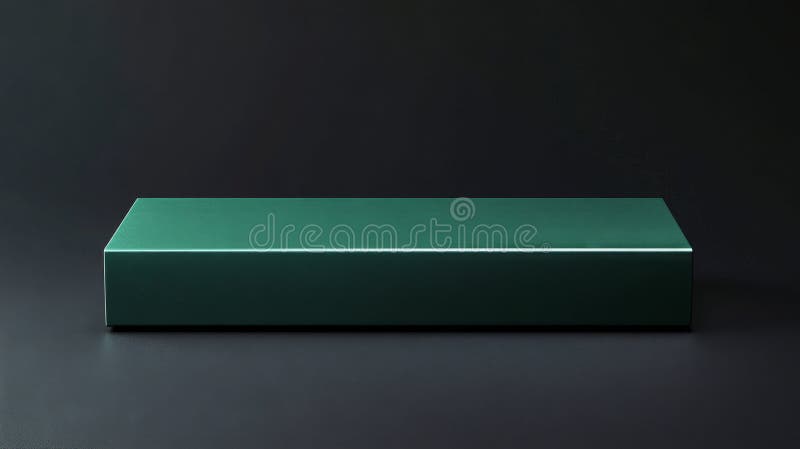 Realistic Green Rectangular Packaging Box Modern Design Isolated Black ...