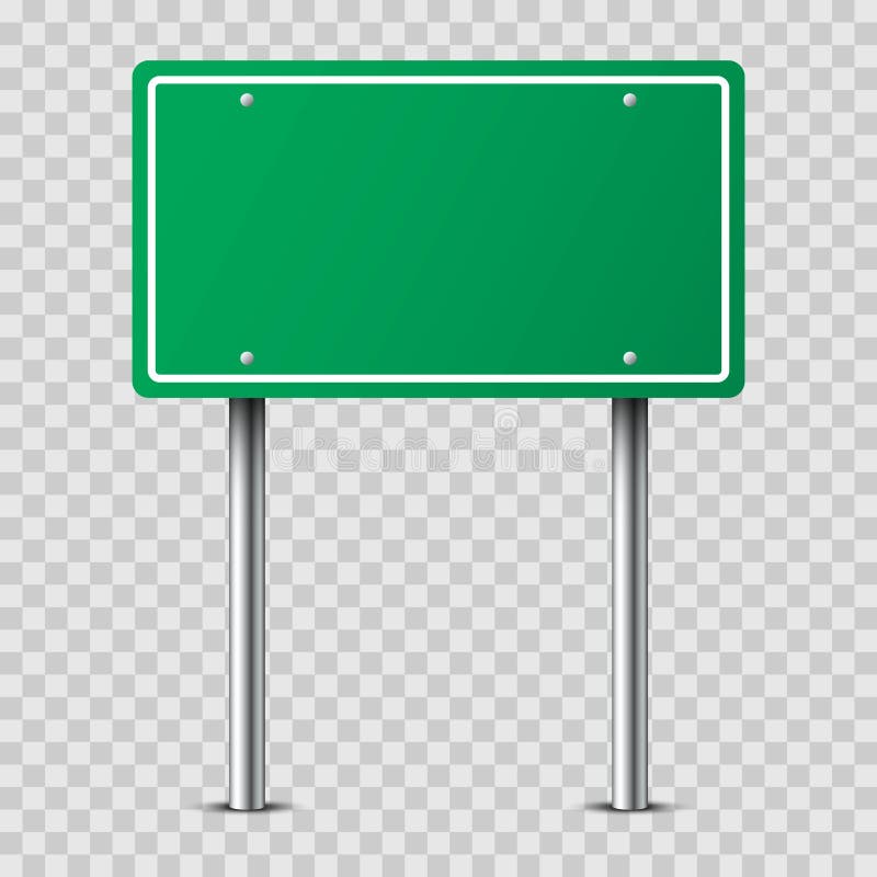 Realistic Green Traffic Sign on Metal Pole Isolated on Transparent ...