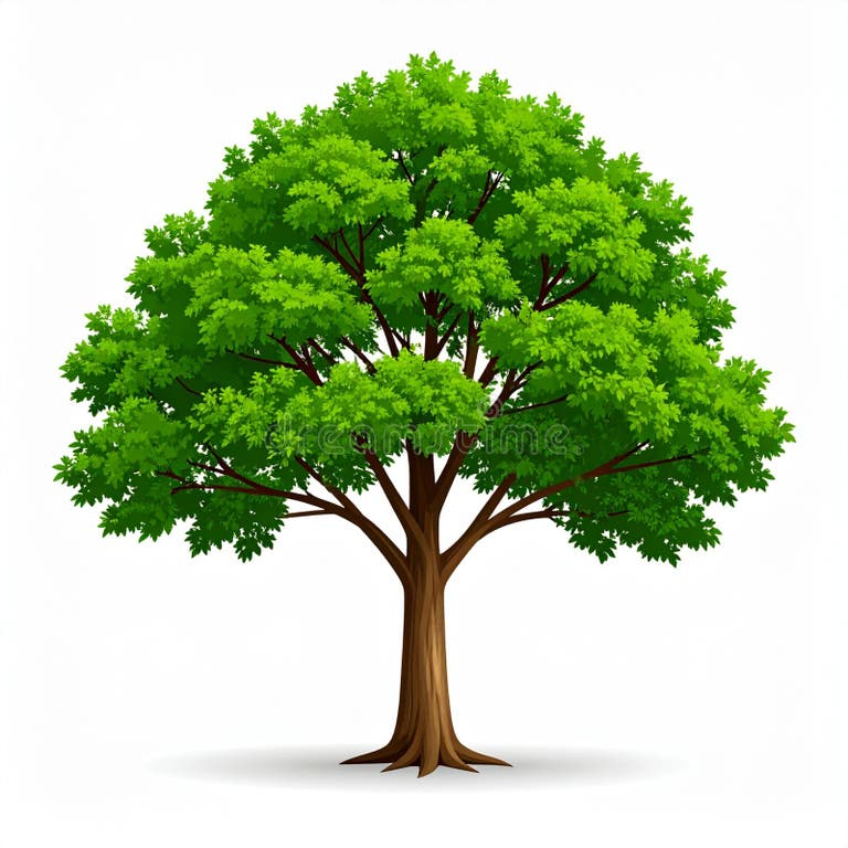 Realistic Green Tree Design Isolated on Pure White Stock Illustration ...