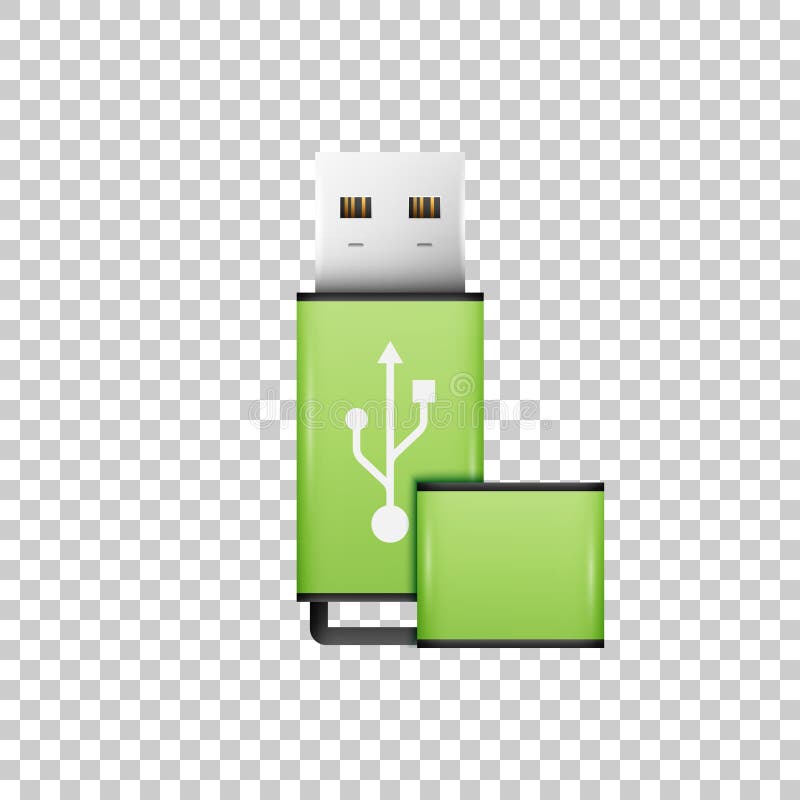 Realistic Green USB Flash Drive Isolated Object on Transparent ...