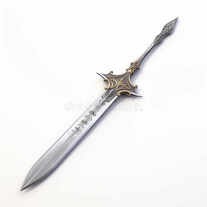 Realistic Grey Dragon Sword on White Surface Stock Illustration ...