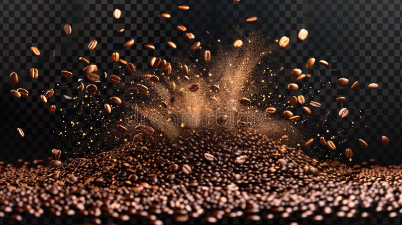 Realistic Ground Bean Explosion with Brown Particles Splashing, Flying ...