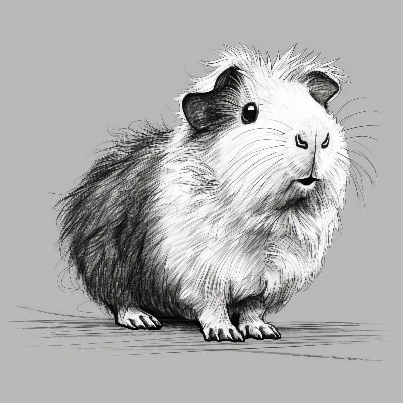 Realistic Guinea Pig Drawing in Zbrush Style Stock Illustration ...