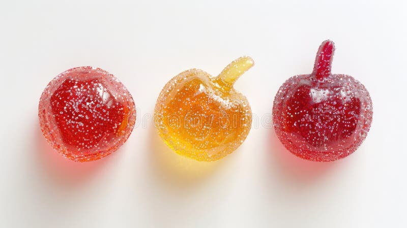 Realistic Gummy Candy Shaped Like a Cherry, Featuring Three Colors ...