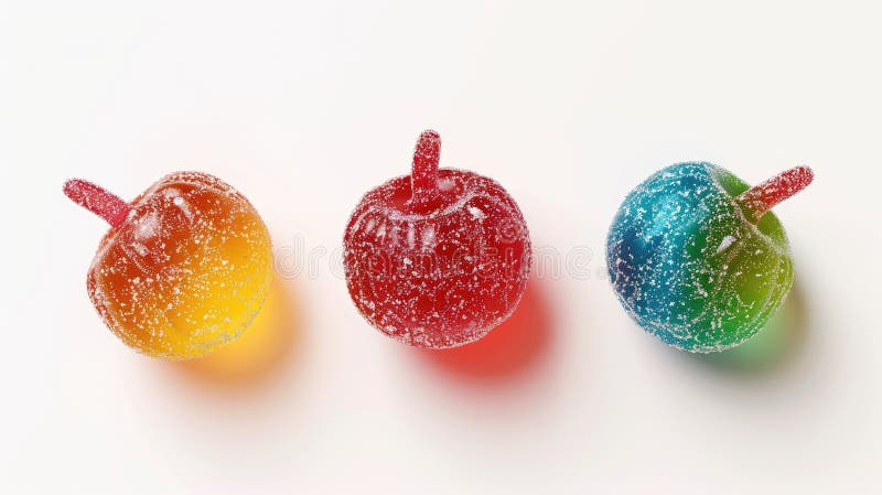 Realistic Gummy Candy Shaped Like a Cherry, Featuring Three Colors ...