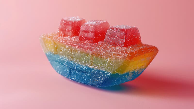 Realistic Gummy Candy Shaped Like a Desk Boat, Featuring Three Colors ...