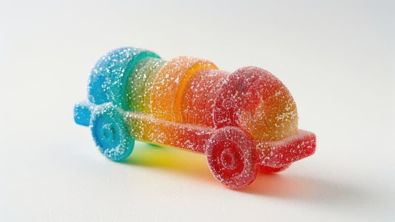 Realistic Gummy Candy Shaped Like a Desk Train, Featuring Three Colors ...