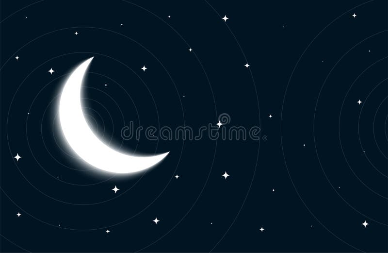 Realistic Half Moon and Starry Midnight Background Design Stock ...