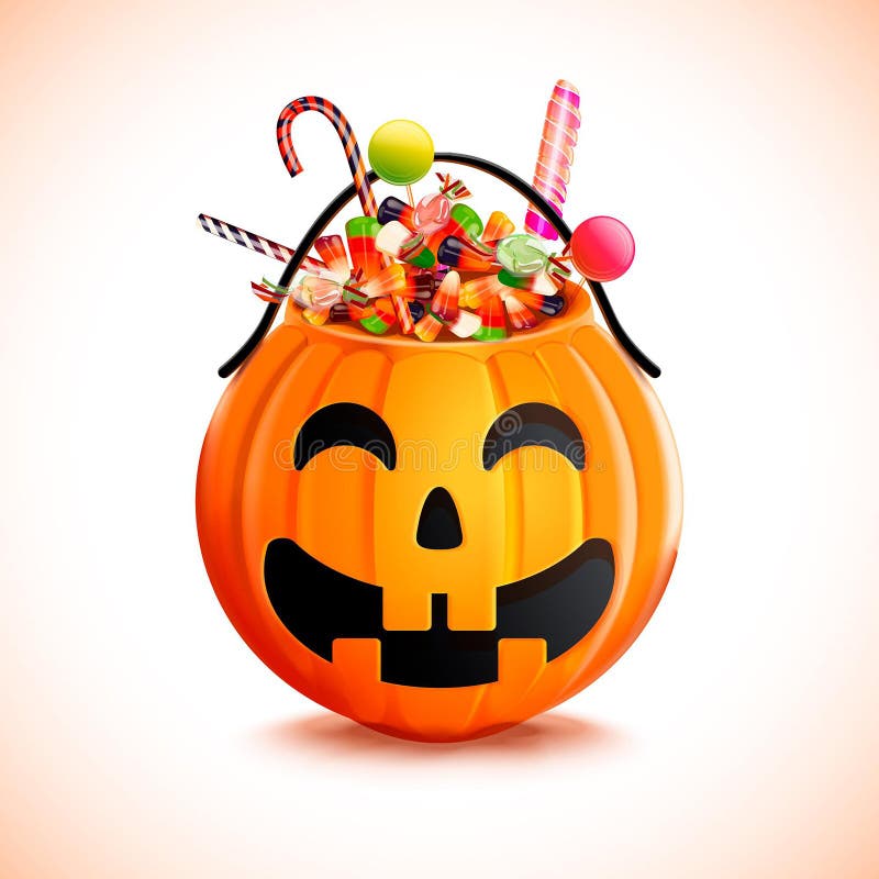 Realistic Halloween Bag with Candy Vector Illustration Stock Vector ...