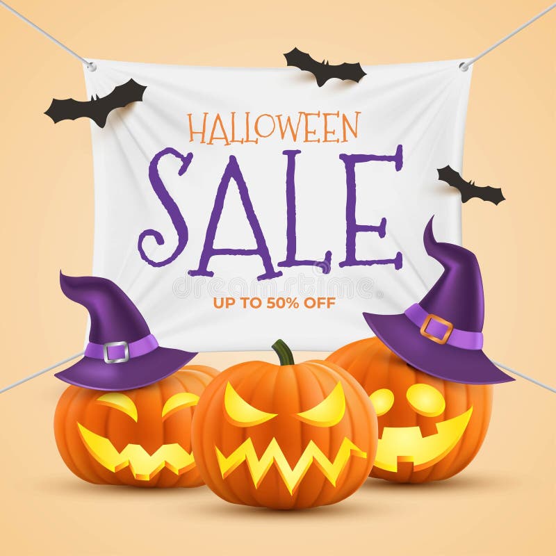Realistic Halloween Sale Concept Vector Illustration Stock Vector ...