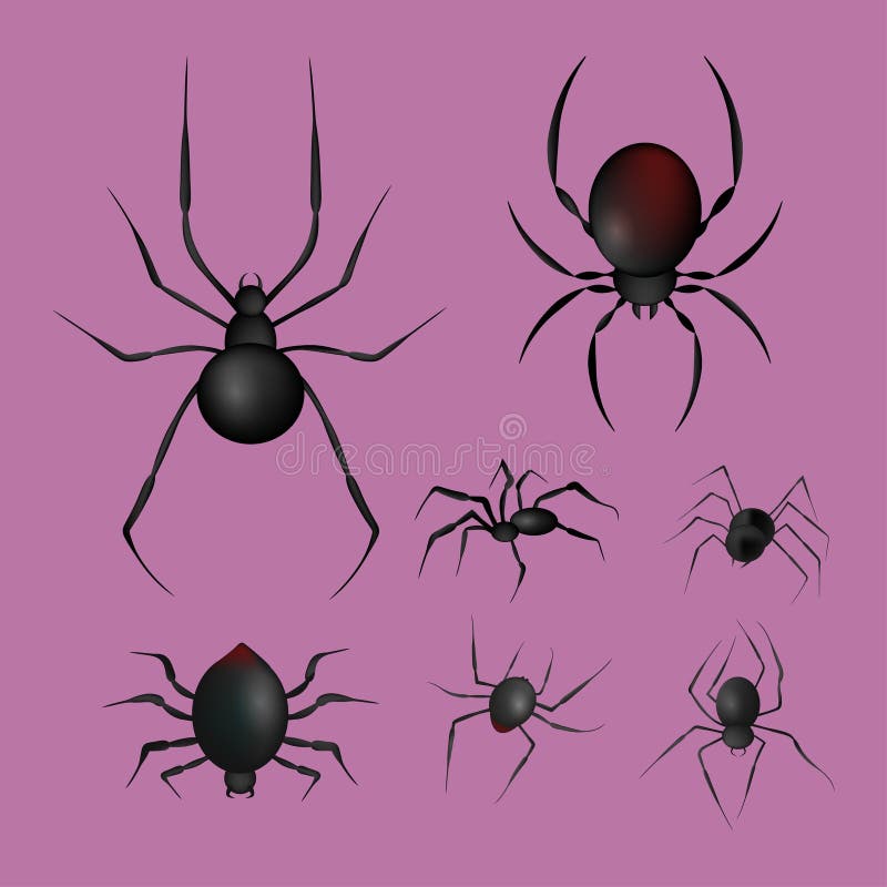 Realistic Halloween Spiders Background Vector Design Stock Vector ...