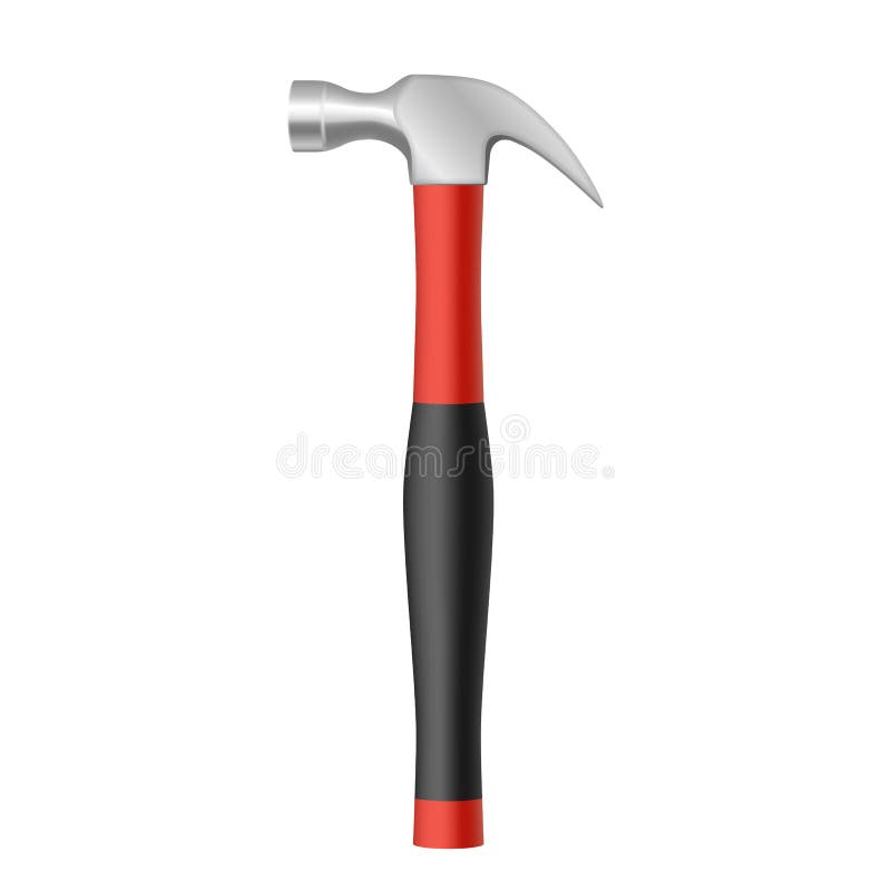 Realistic Hammer with Rubber Handle. Repair, Carpentry Worker and ...