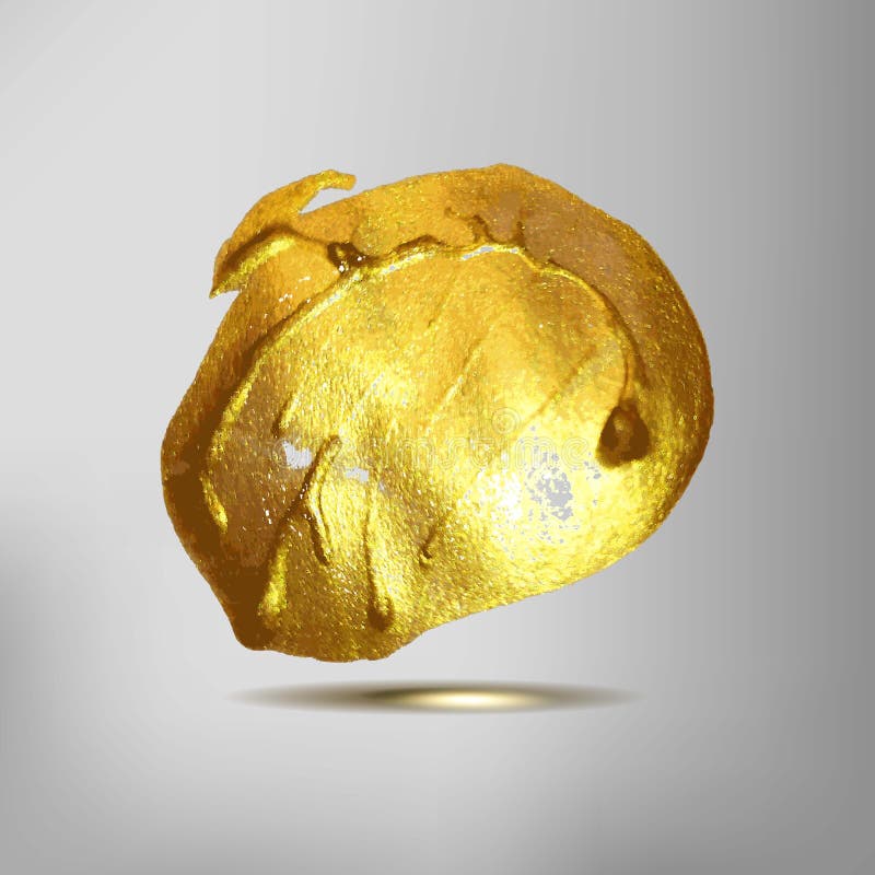 Realistic Hand Drawing Golden Brush Stroke Stock Vector - Illustration ...