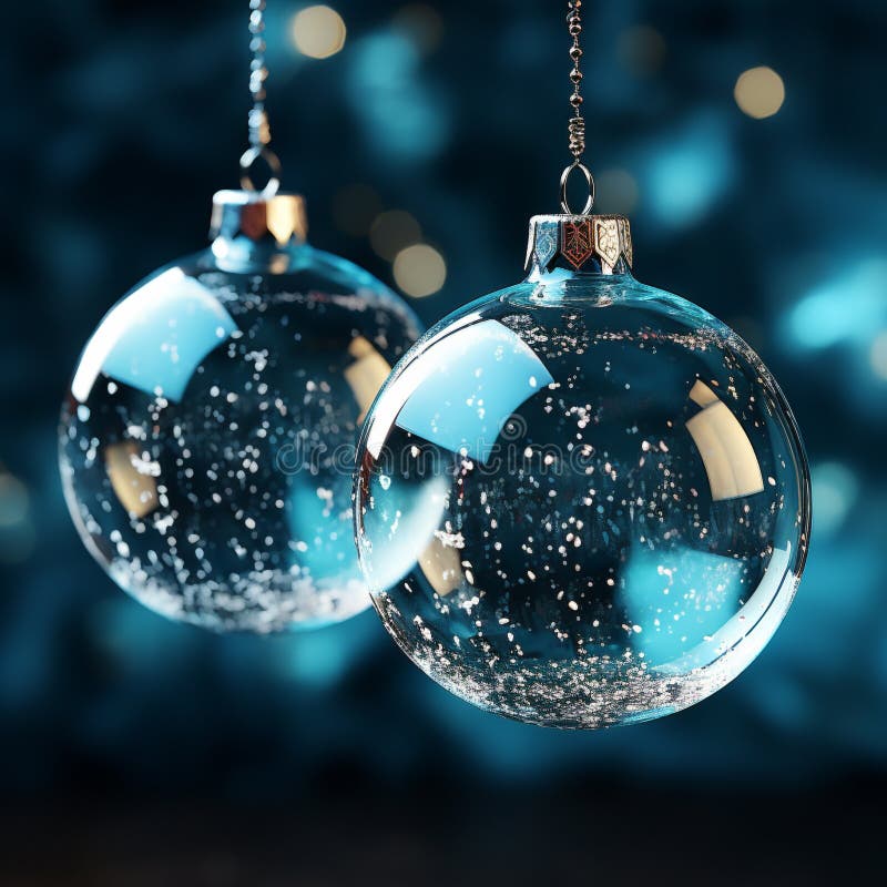 Realistic Hanging Glass Christmas Balls Empty and with Snow Stock Image ...