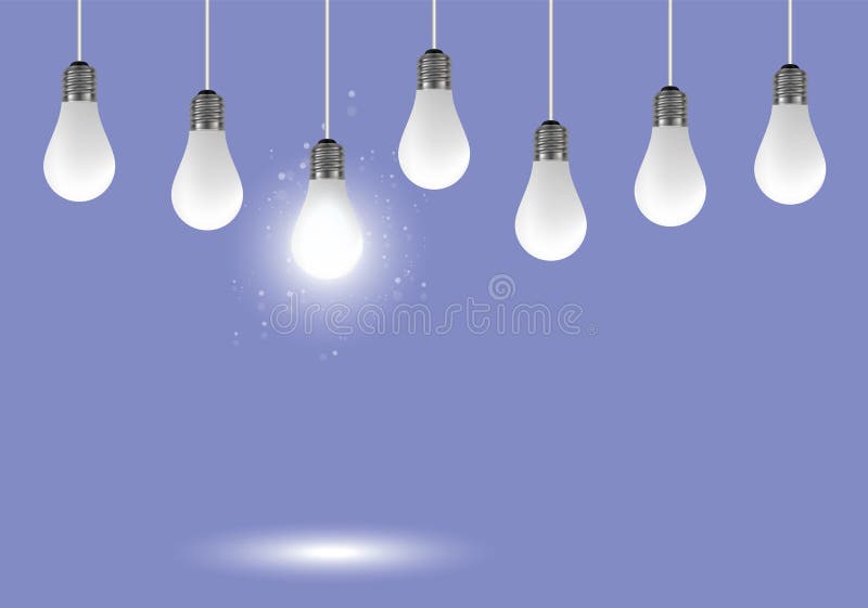 Realistic Hanging Light Bulbs, Creative Concept Vector Illustration ...