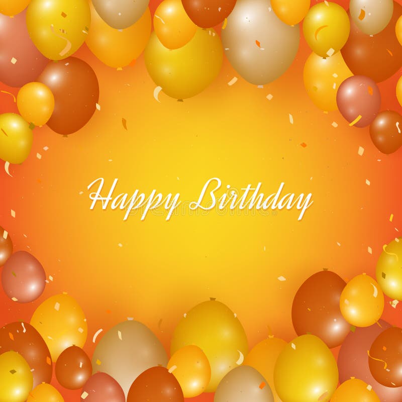 Realistic Happy Birthday Background with Balloons and Confetti Stock ...