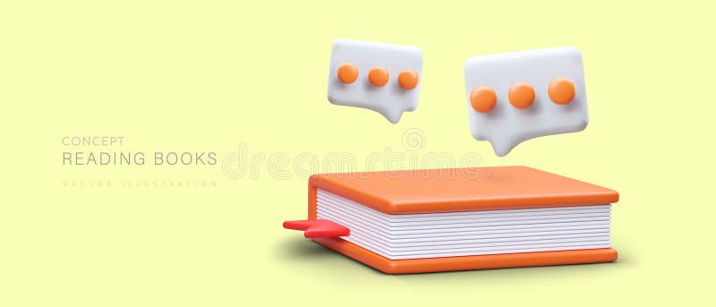 Realistic Hardcover Book, Communication Icons. Process of Learning and ...