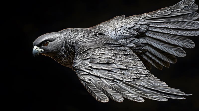 Realistic Hawk in Flight stock illustration. Illustration of grey ...