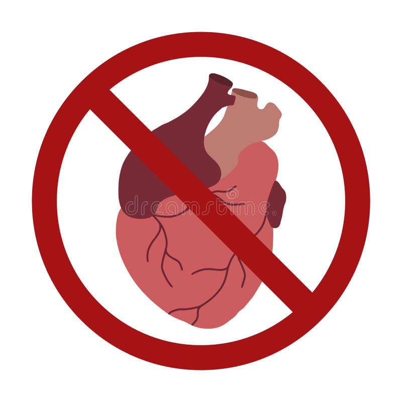 Realistic Heart in Red Prohibited Sign. Ban for Love. No Feelings ...