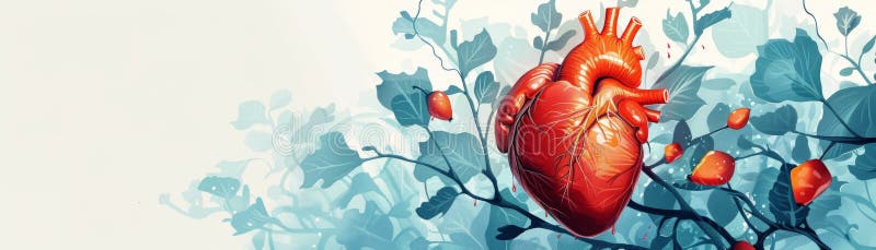 A Realistic Heart Surrounded by Blue and White Floral Patterns Stock ...