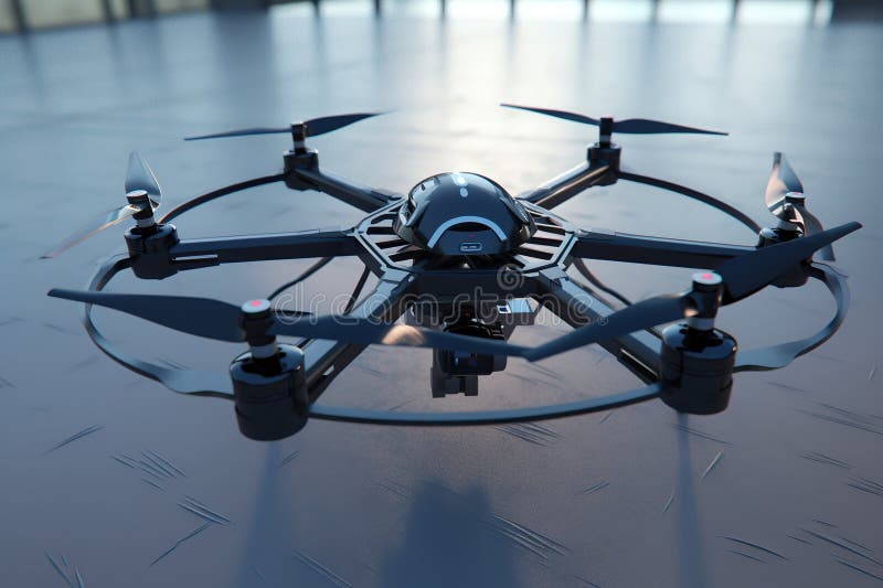 Realistic Hexacopter Drone with 6 Propeller Fans, AI Generative Stock ...