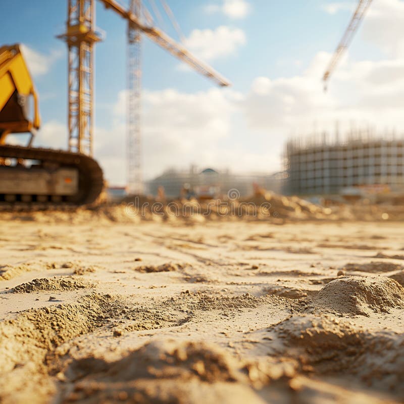 Realistic High-Definition Construction Site on Sandy Terrain Stock ...