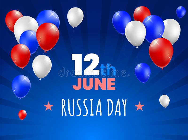 Realistic High Quality 12 June Russia Day Poster Design with Balloons ...
