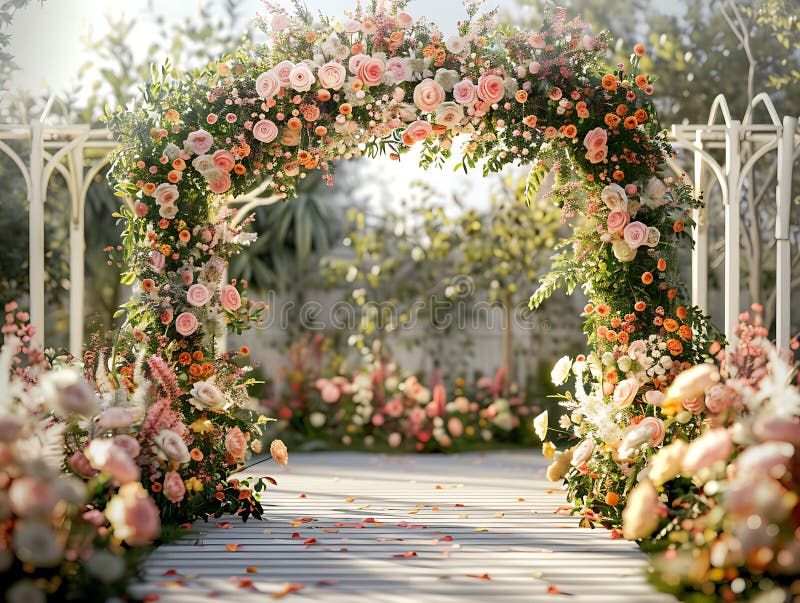 Realistic High Resolution Wedding Flower Arches Stock Illustration ...