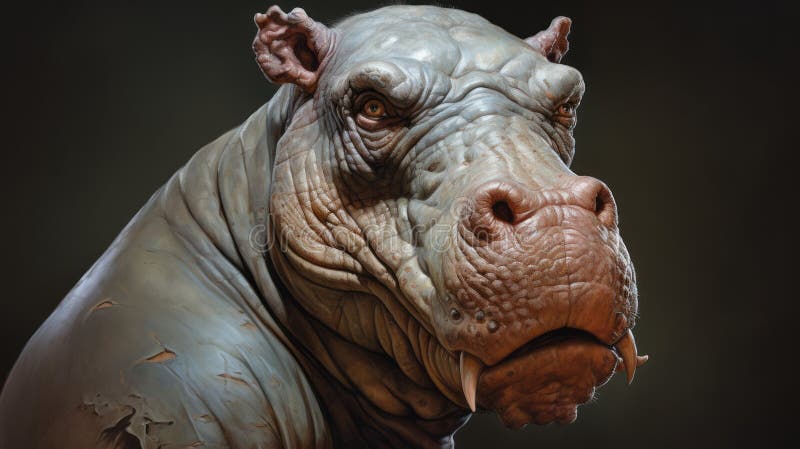Realistic Hyper-detail Zbrush Sculpture of Ape Hippo Stock Illustration ...