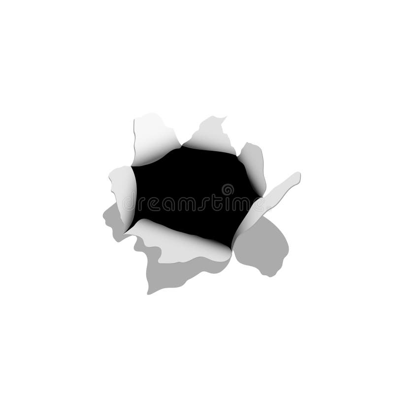 Realistic Holes in Paper. Isolated Template on White Background Stock ...