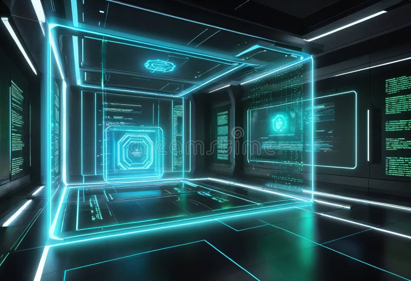 A Realistic Holographic Screen Floating in Mid-air, Displaying Streams ...