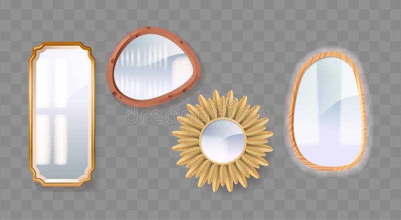 Realistic Home Mirrors, 3d Vector Reflective Surfaces, Elegantly Framed ...