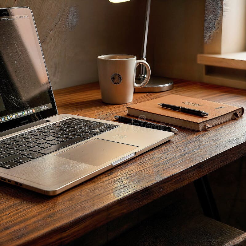 Essential Work-from-Home Setup with Laptop, Keyboard, Notebook, and ...